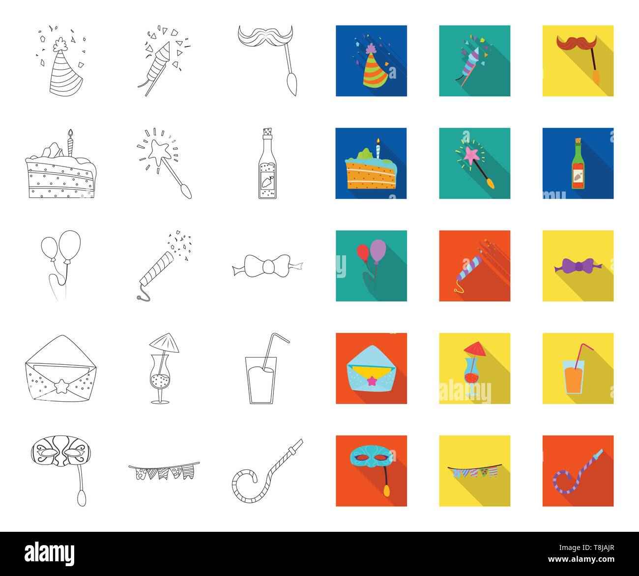 Vector design of party and birthday sign. Set of party and celebration ...