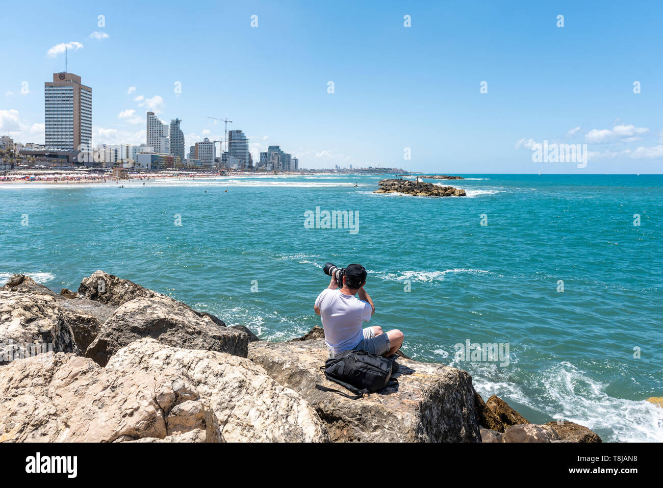 Israel, Tel Aviv-Yafo - 09 May 2019: Photographer photographs the ...
