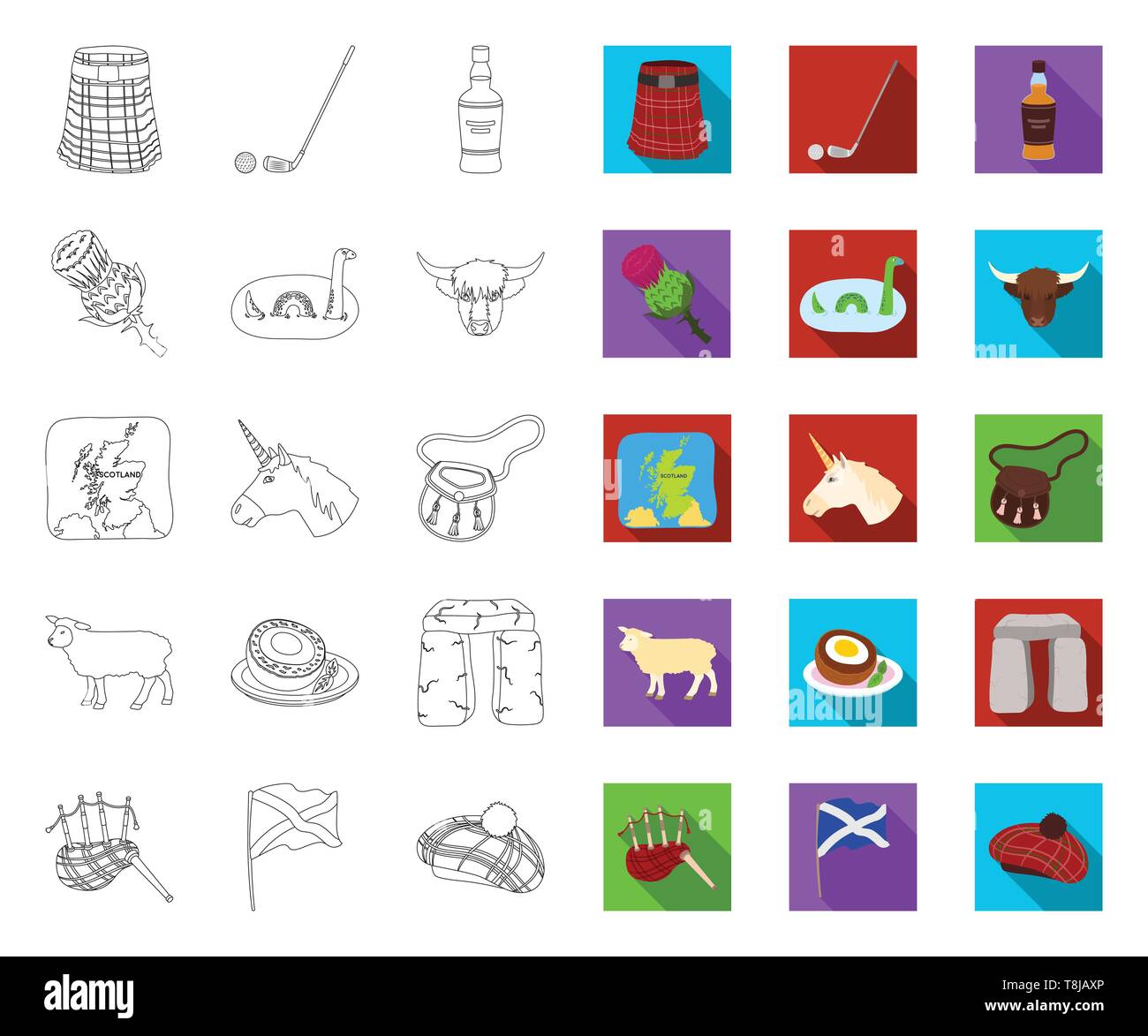 Country Scotland outline,flat icons in set collection for design ...