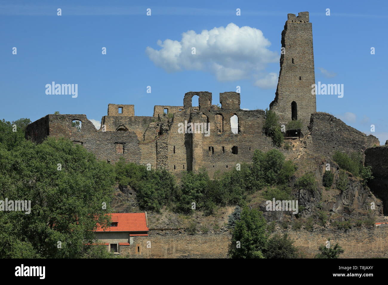 Ruins of the Okor Castle (in Czech Okoř),north-west of Prague, in the ...