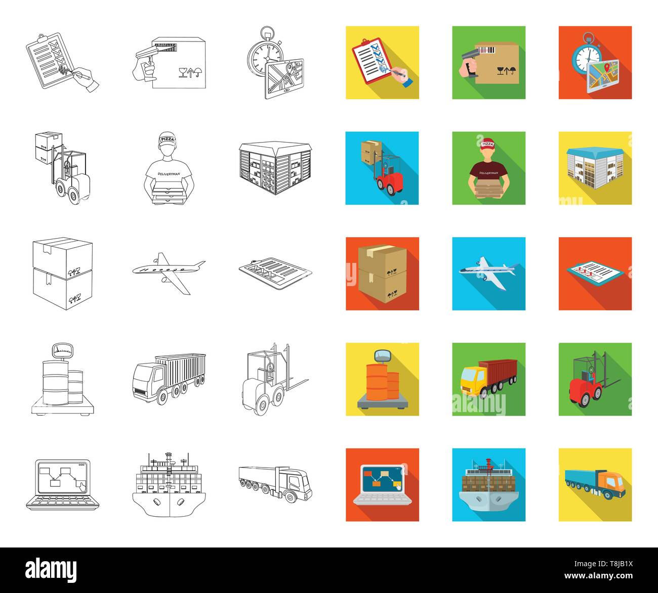 Logistics and delivery outline,flat icons in set collection for design ...