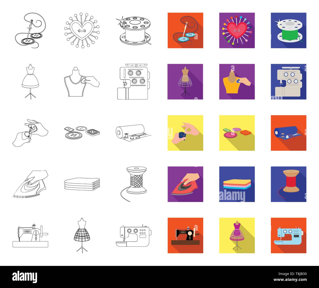 Atelier and equipment outline,flat icons in set collection for design ...