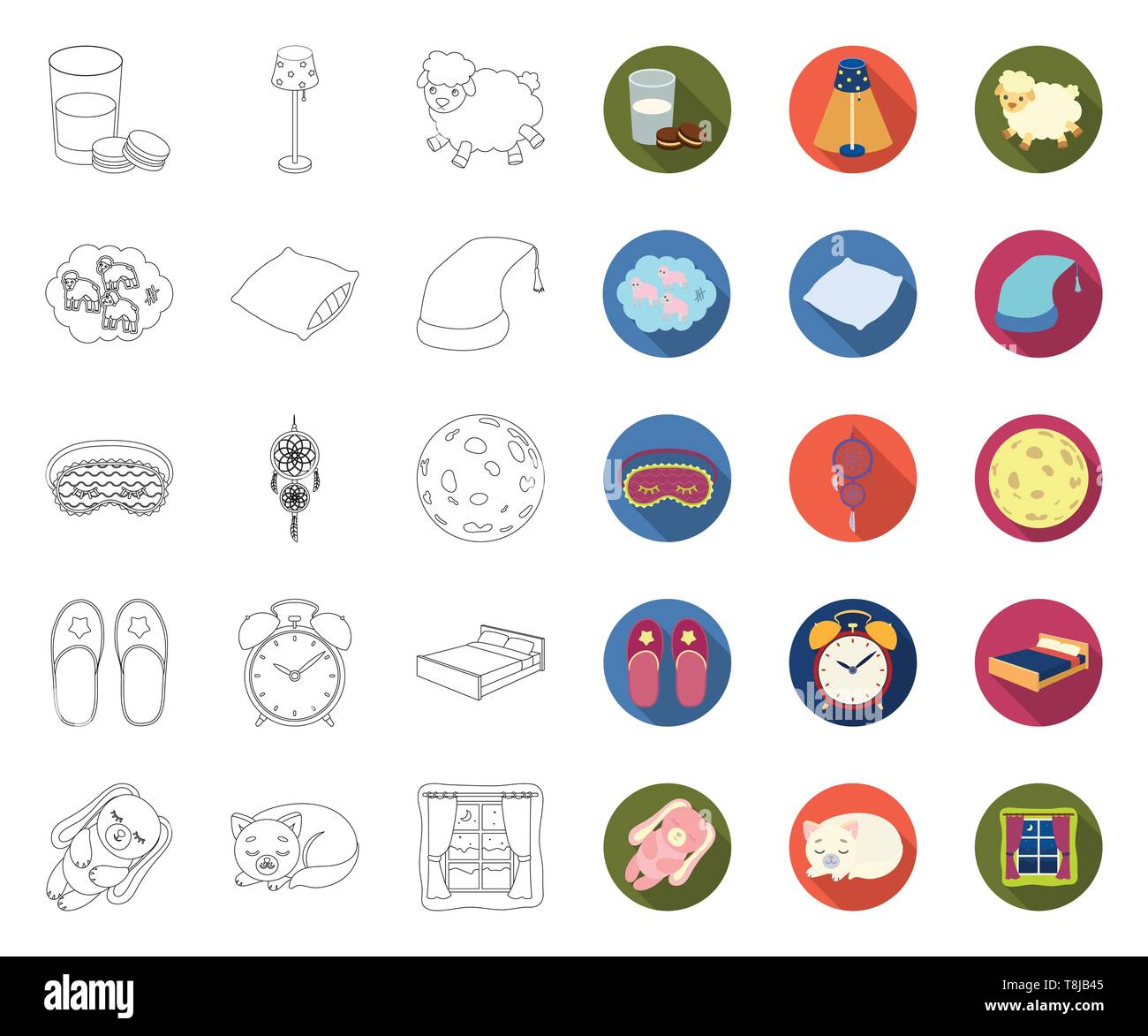 Rest and sleep outline,flat icons in set collection for design ...
