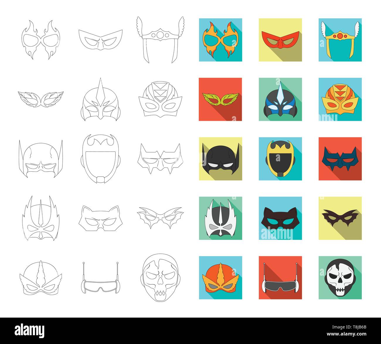 Isolated object of hero and mask sign. Collection of hero and superhero ...