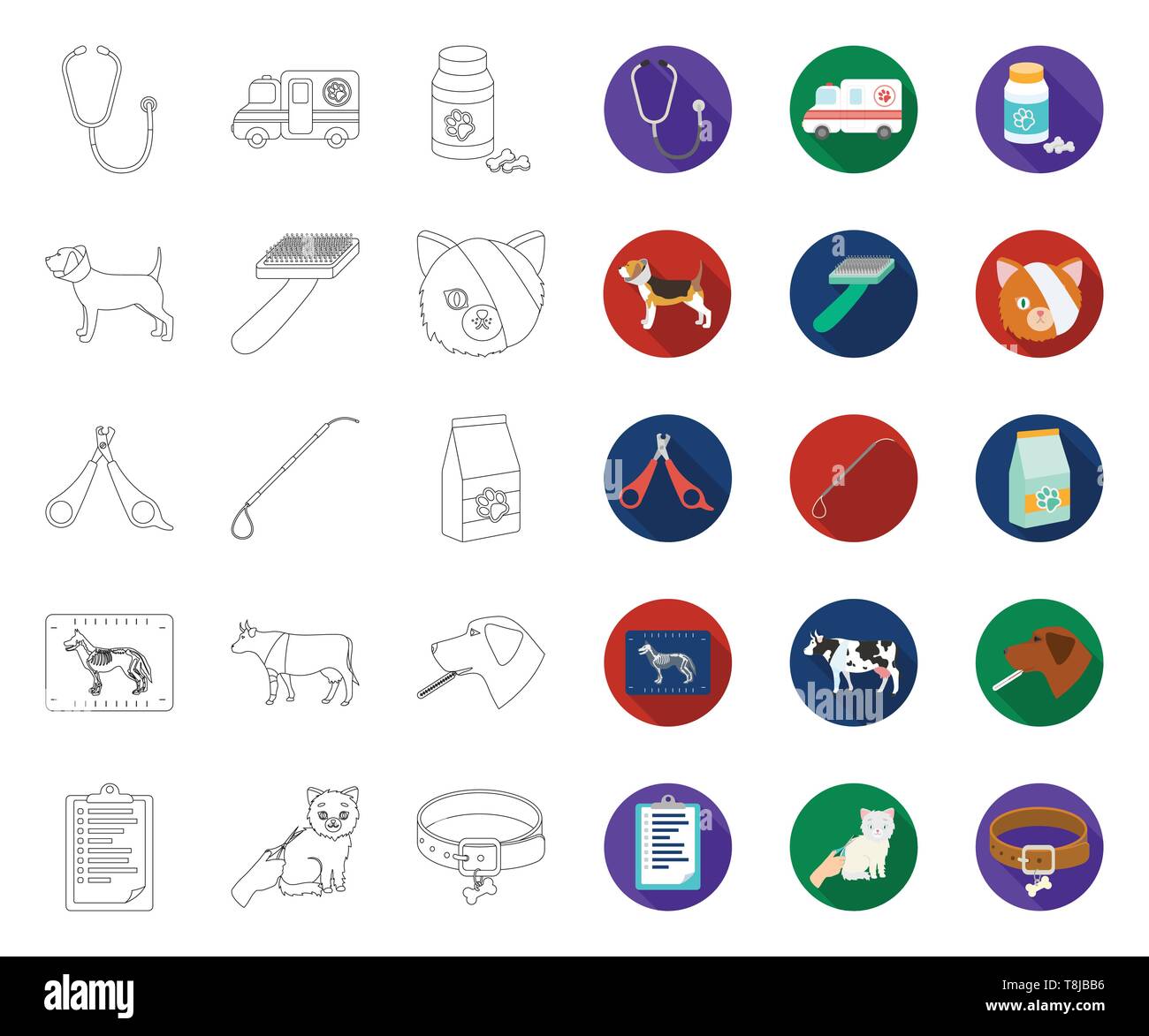 Veterinary clinic outline,flat icons in set collection for design ...