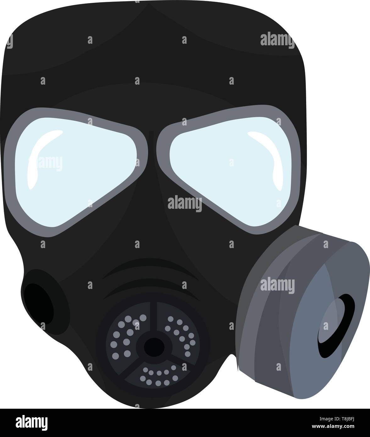 A colour illustration of a gas mask, vector, color drawing or ...