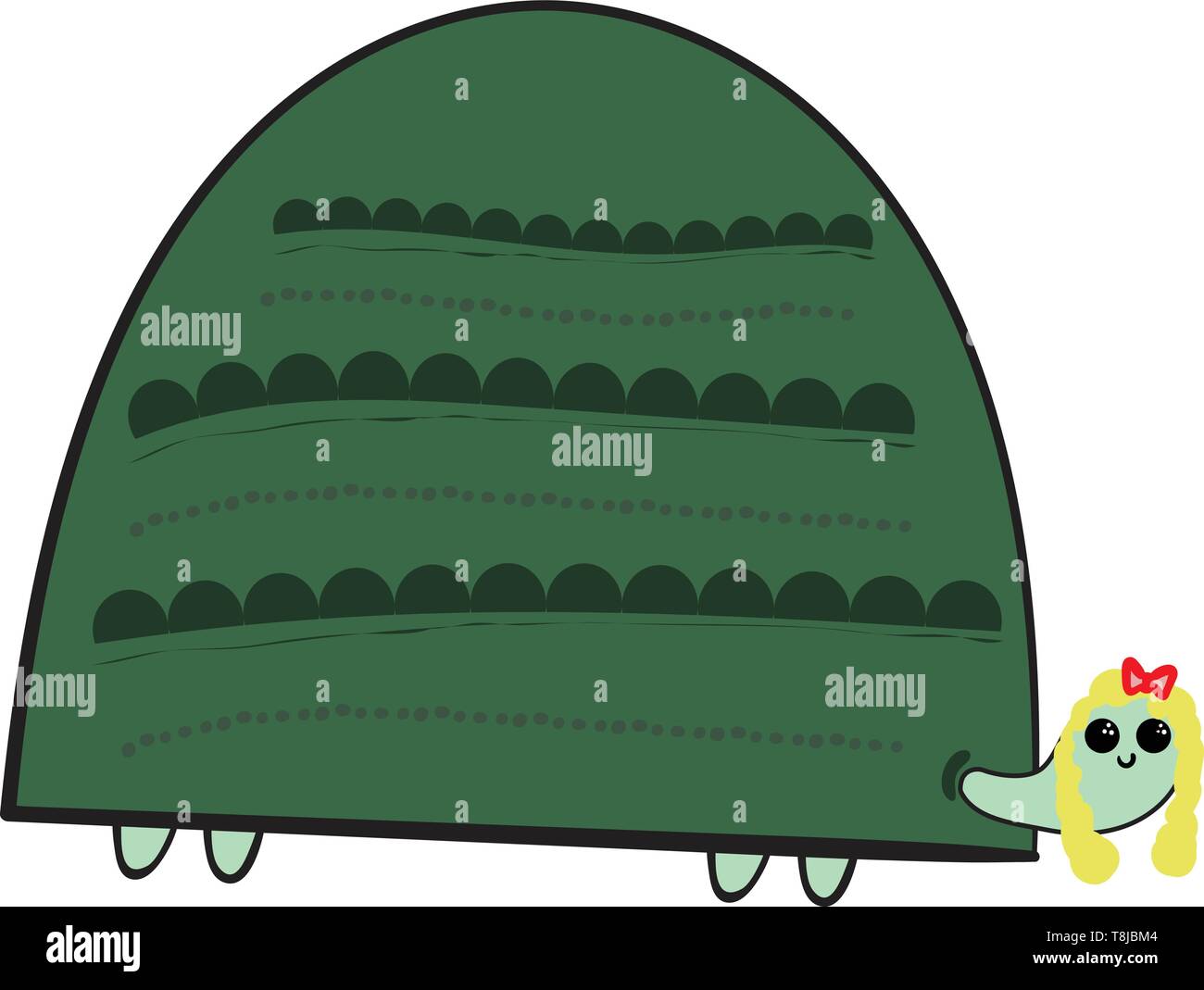 A colour drawing of a face of a girl with turtles body, vector, color ...