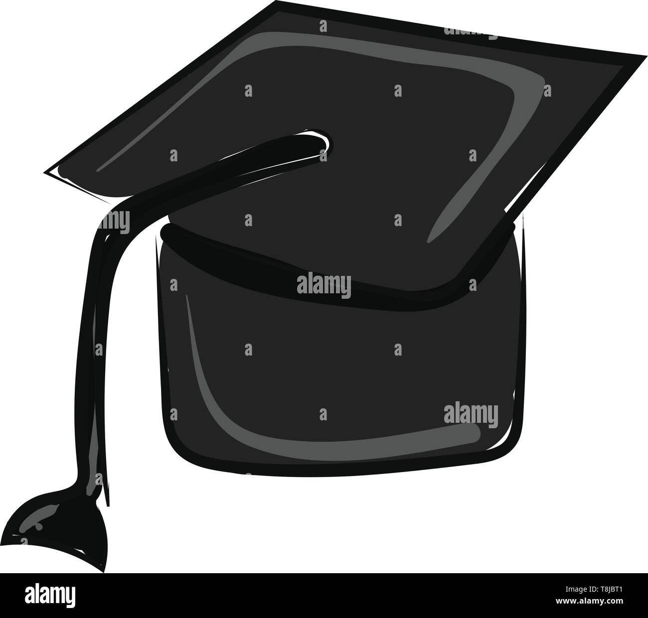A illustration of a black graduation cap., vector, color drawing or ...