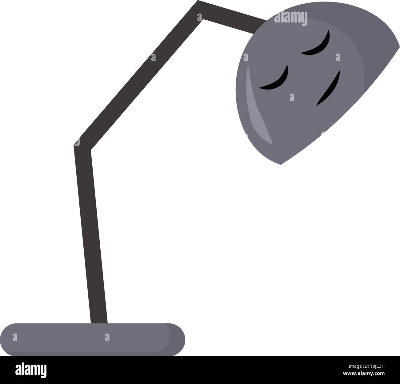 A color illustration of a grey colored table lamp, vector, color ...