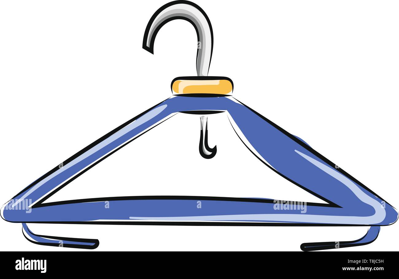 A color illustration of a blue colored hanger, vector, color drawing or ...