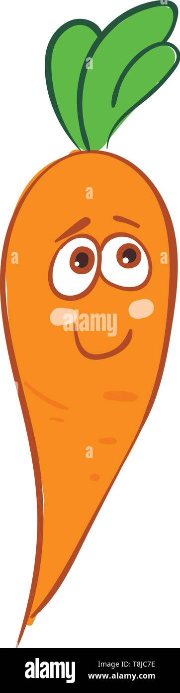 A color drawing of a happy carrot., vector, color drawing or ...