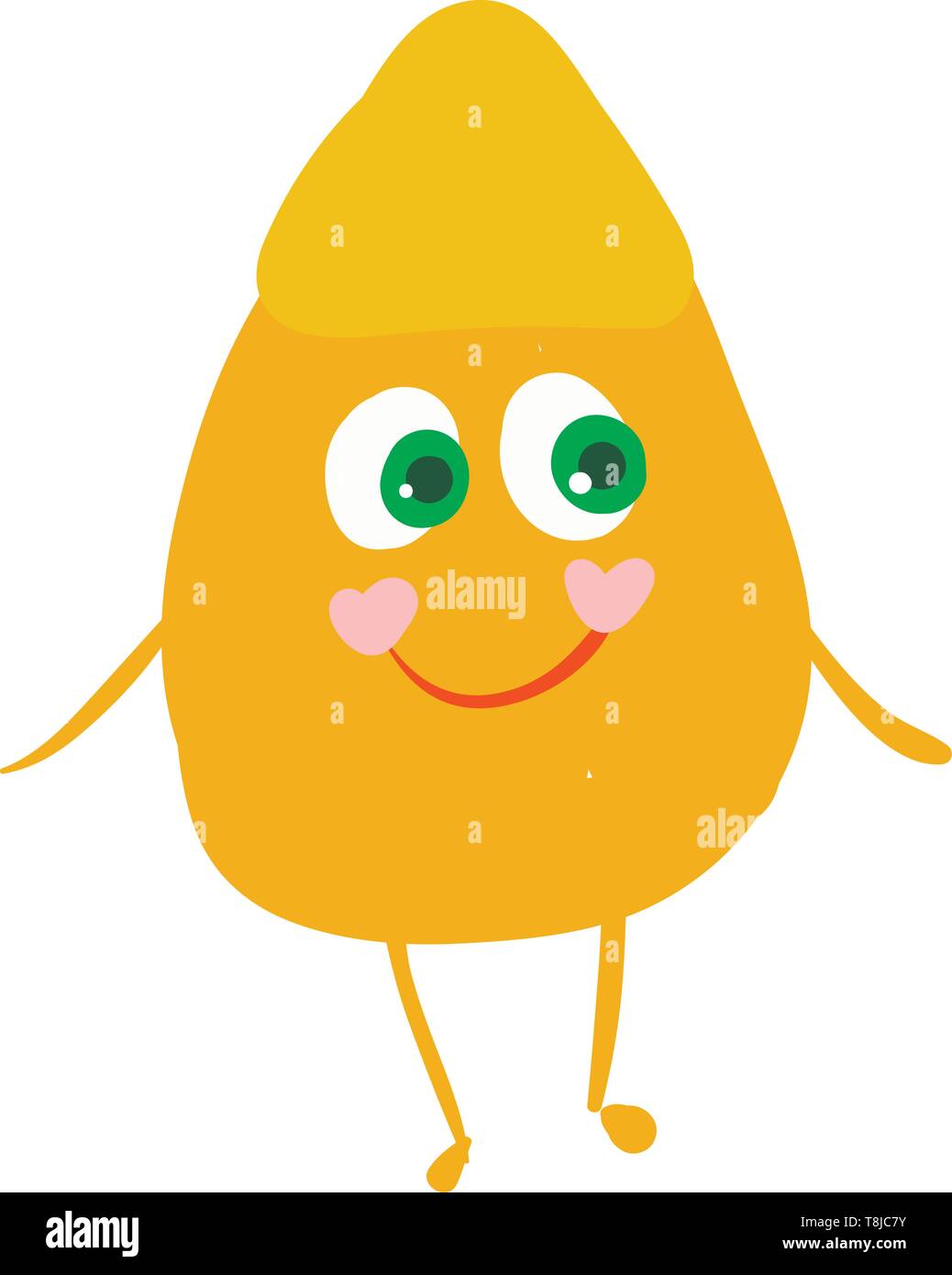 A color drawing of happy corn kernel., vector, color drawing or ...