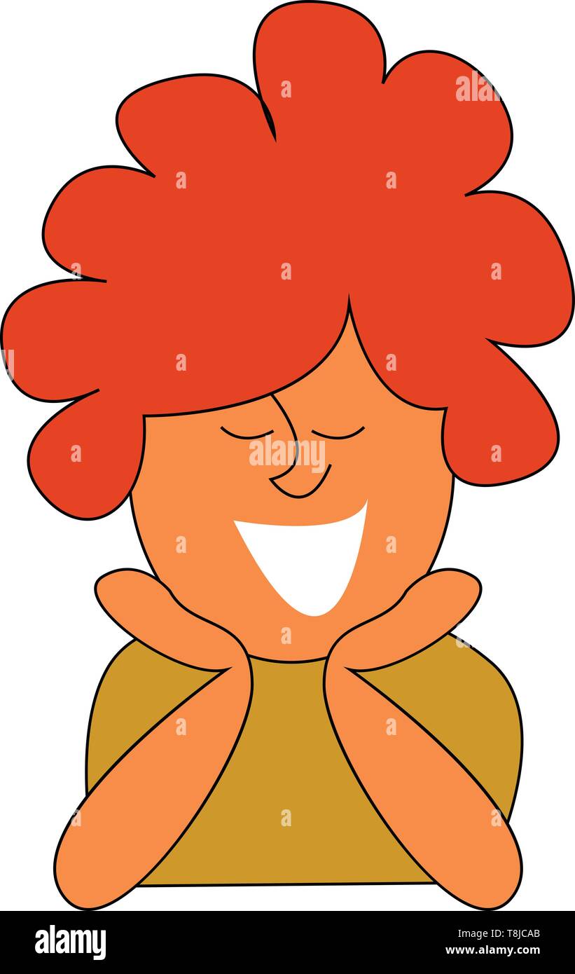 A colored drawing of happy little boy with smiling face., vector, color ...