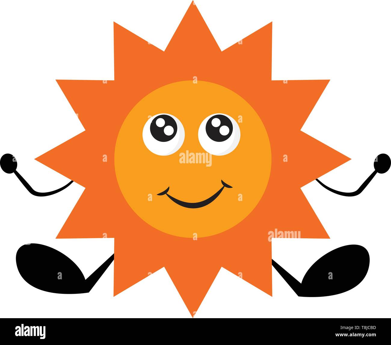 A coloured drawing of sun shining brightly. , vector, color drawing or ...