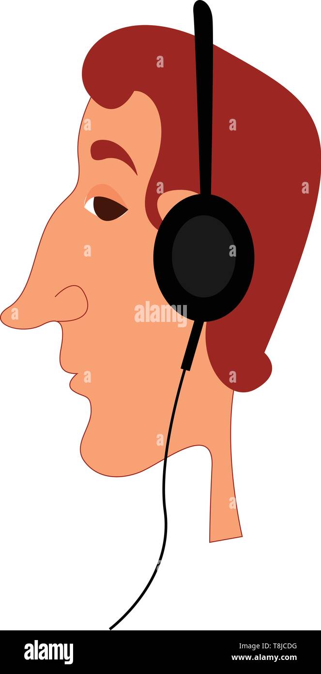 A coloured illustration of a headphone., vector, color drawing or ...