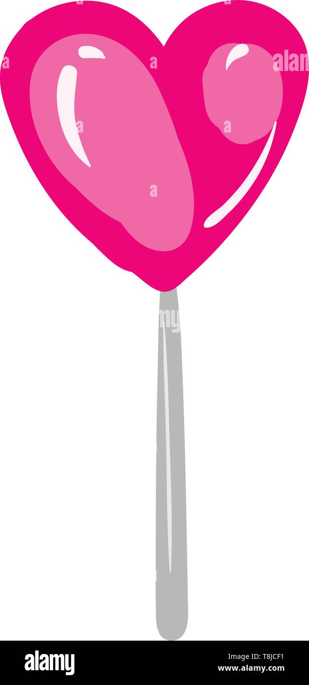 A coloured drawing of a heart shape lollipop., vector, color drawing or ...
