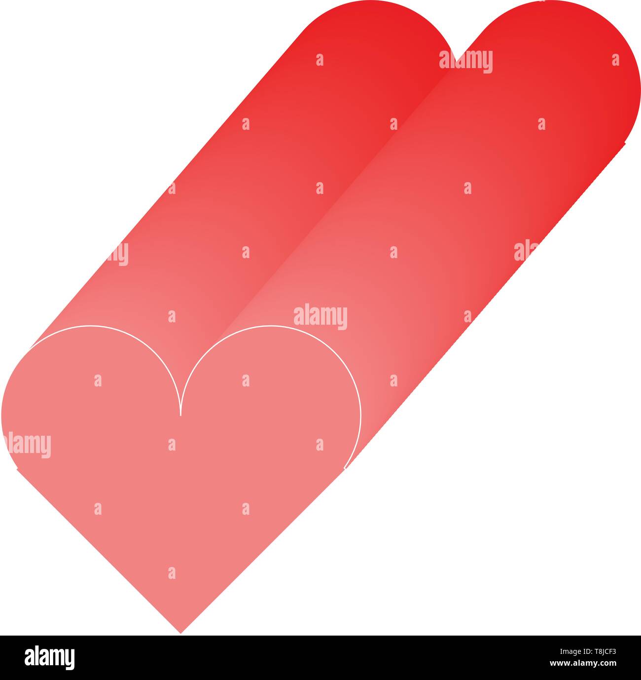 A coloured illustration of a red shape of heart, vector, color drawing ...