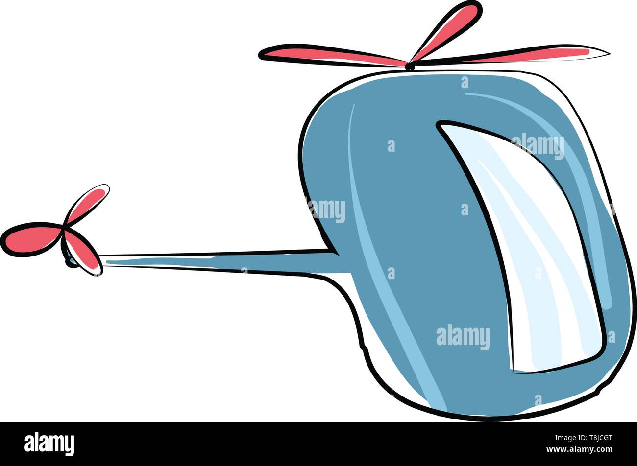 A coloured drawing of a blue coloured helicopter, vector, color drawing ...