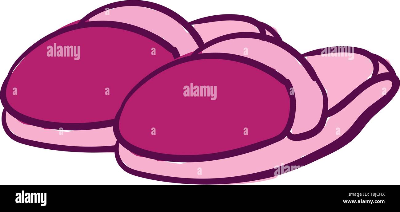 A coloured drawing of a pair of pink slippers., vector, color drawing ...