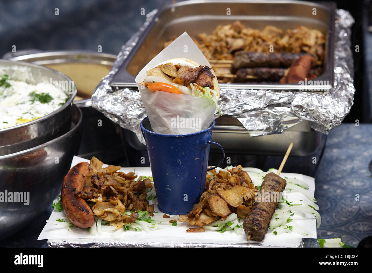 Kebab cooked on a stall hi-res stock photography and images - Alamy