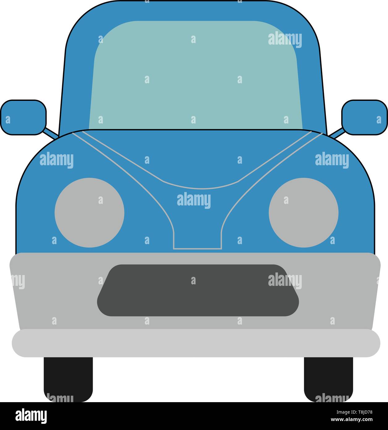 Drawing of small blue car, vector, color drawing or illustration Stock ...