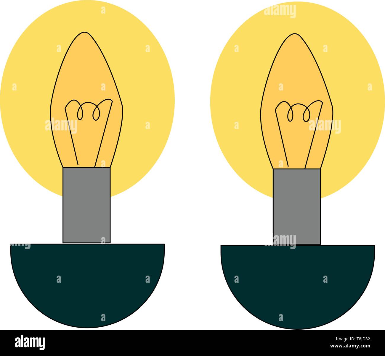 Drawing of Yellow lights with designer stand, vector, color drawing or ...