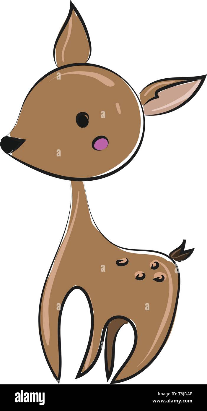 Beautiful little deer with black spots, vector, color drawing or ...
