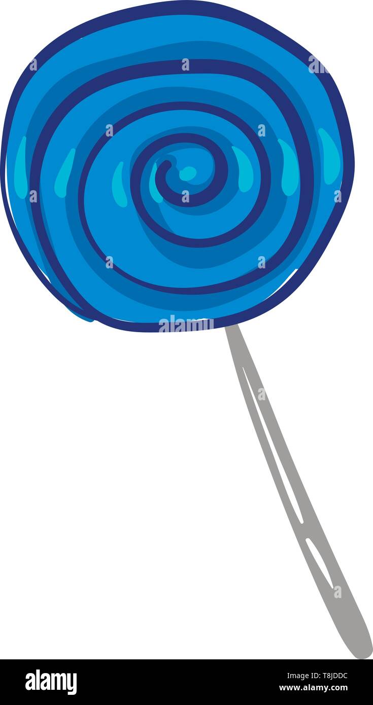 A light blue lollipop round in shape with grey stick, vector, color ...