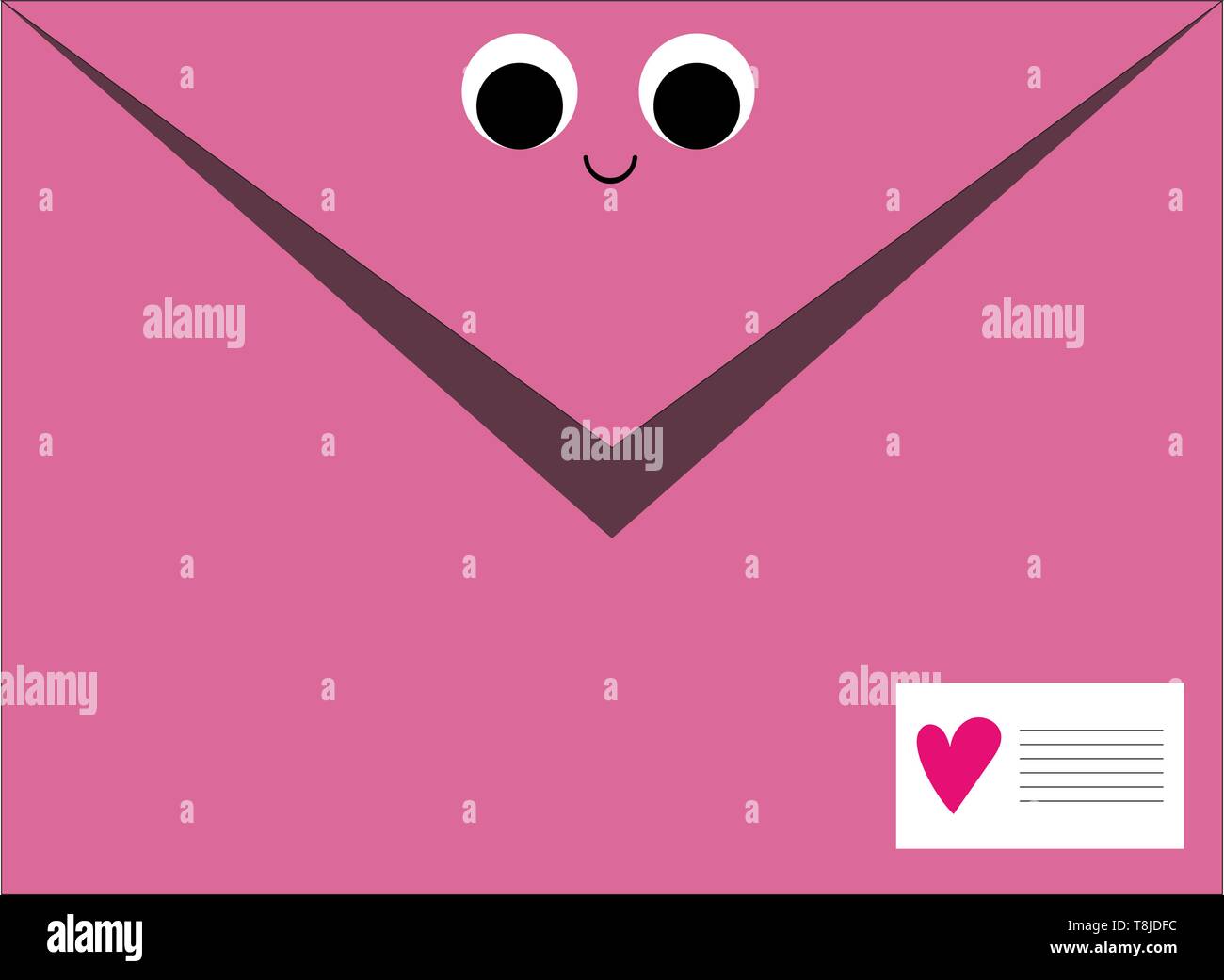 Love letter in pink envelope with beautiful eyes on top, vector, color ...