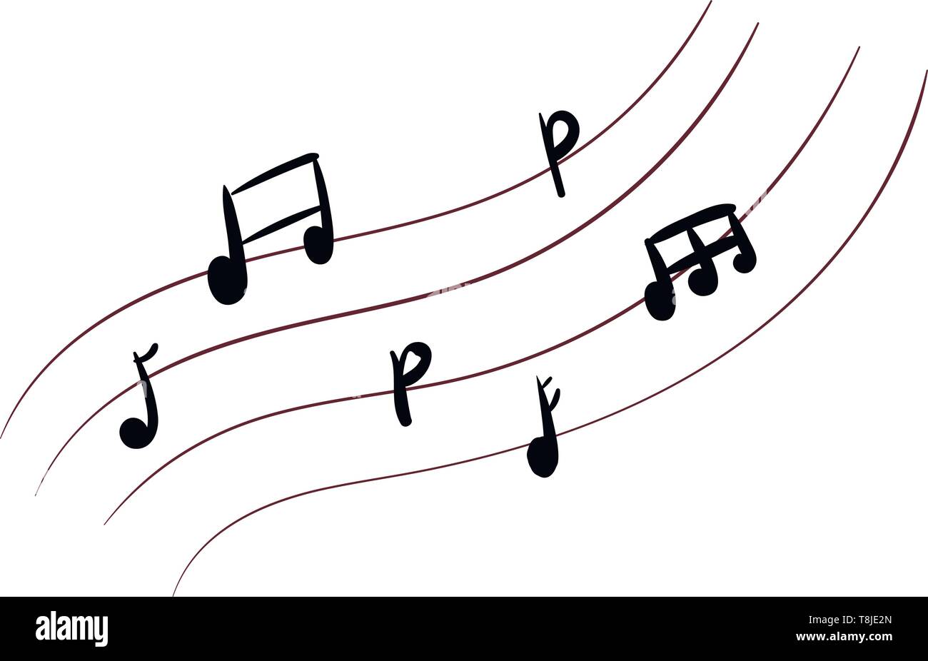Music notes with different sound, vector, color drawing or illustration ...