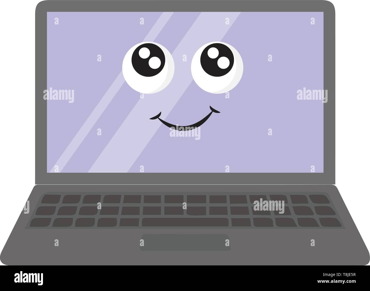 A notebook grey in color, with a smiling face and two bright eyes ...