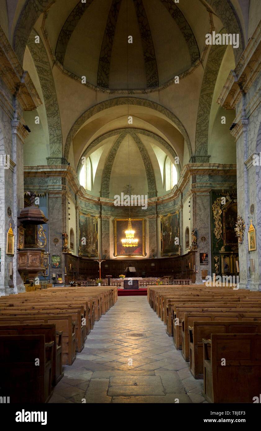 France, Hautes Alpes, Briancon, the main nave of the Collegiate Church ...