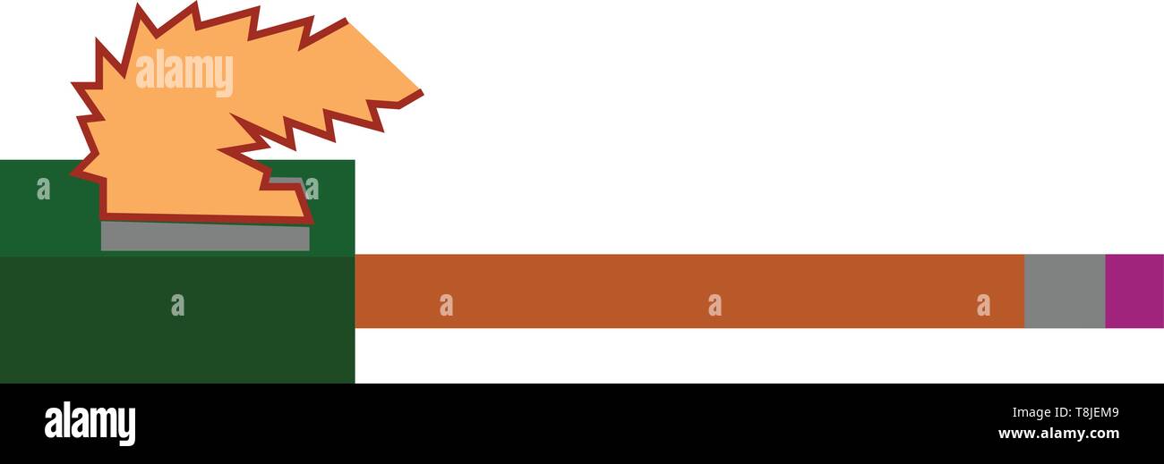 A green colored pencil sharpen with a brown pencil half sharpened ...