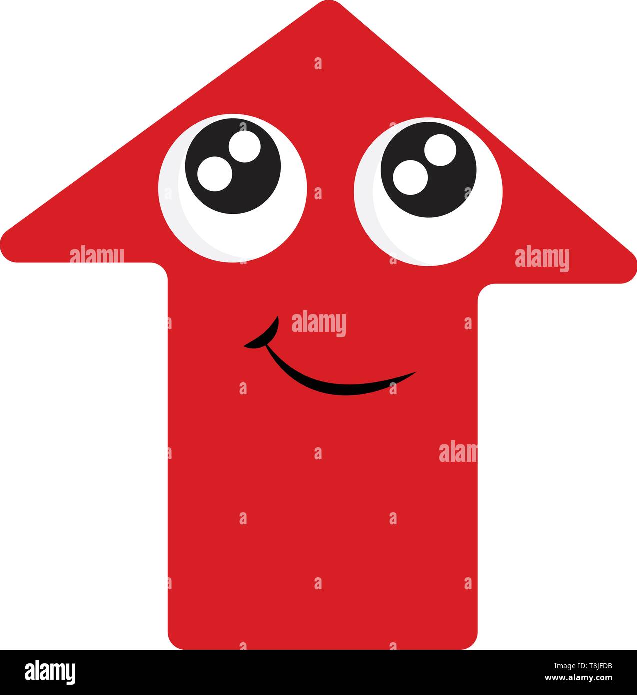 Red arrow with big sparkling eyes and a smile, vector, color drawing or ...