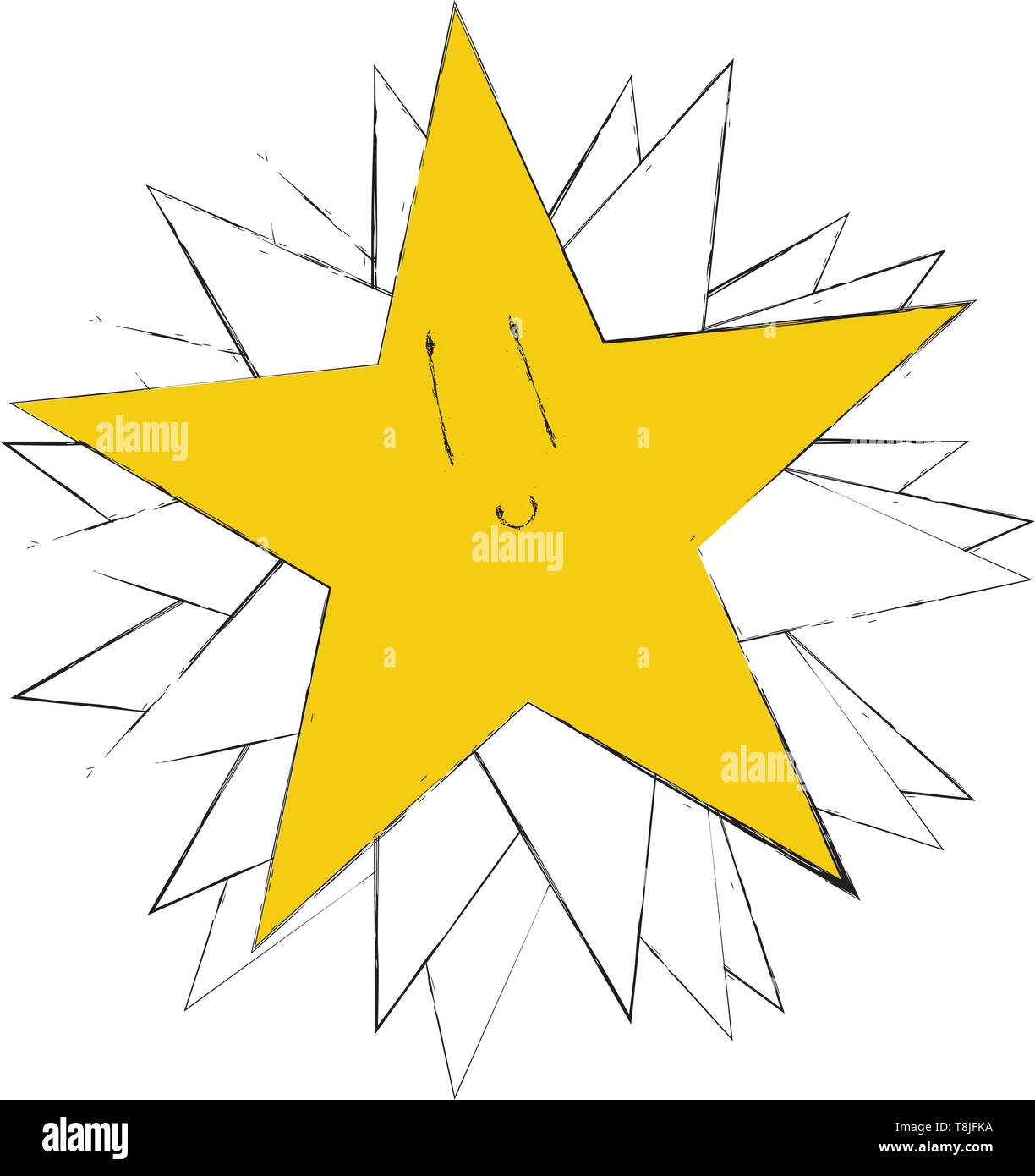 A yellow color sparkling star, vector, color drawing or illustration ...
