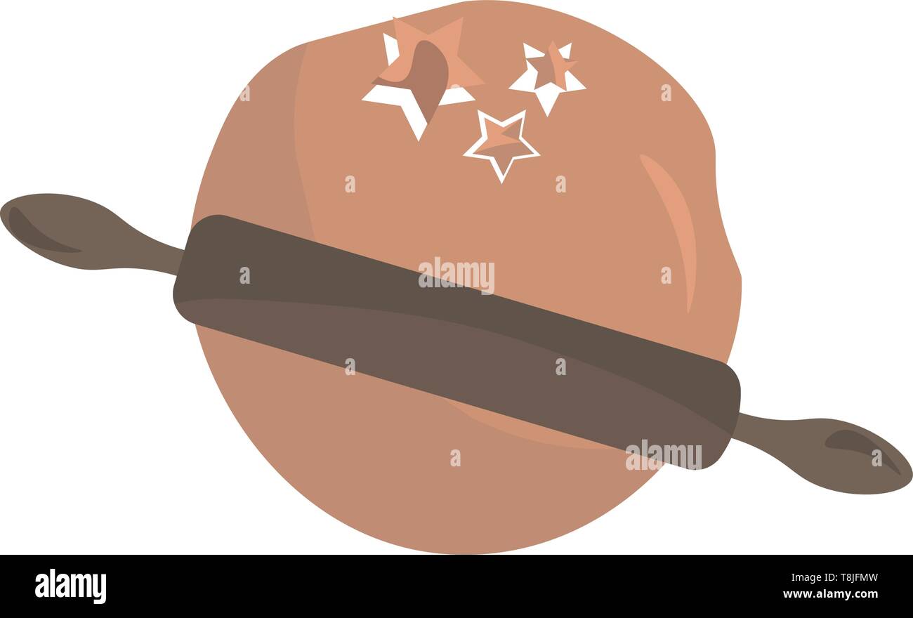 A rolling pin used in kitchen for making bread, vector, color drawing ...