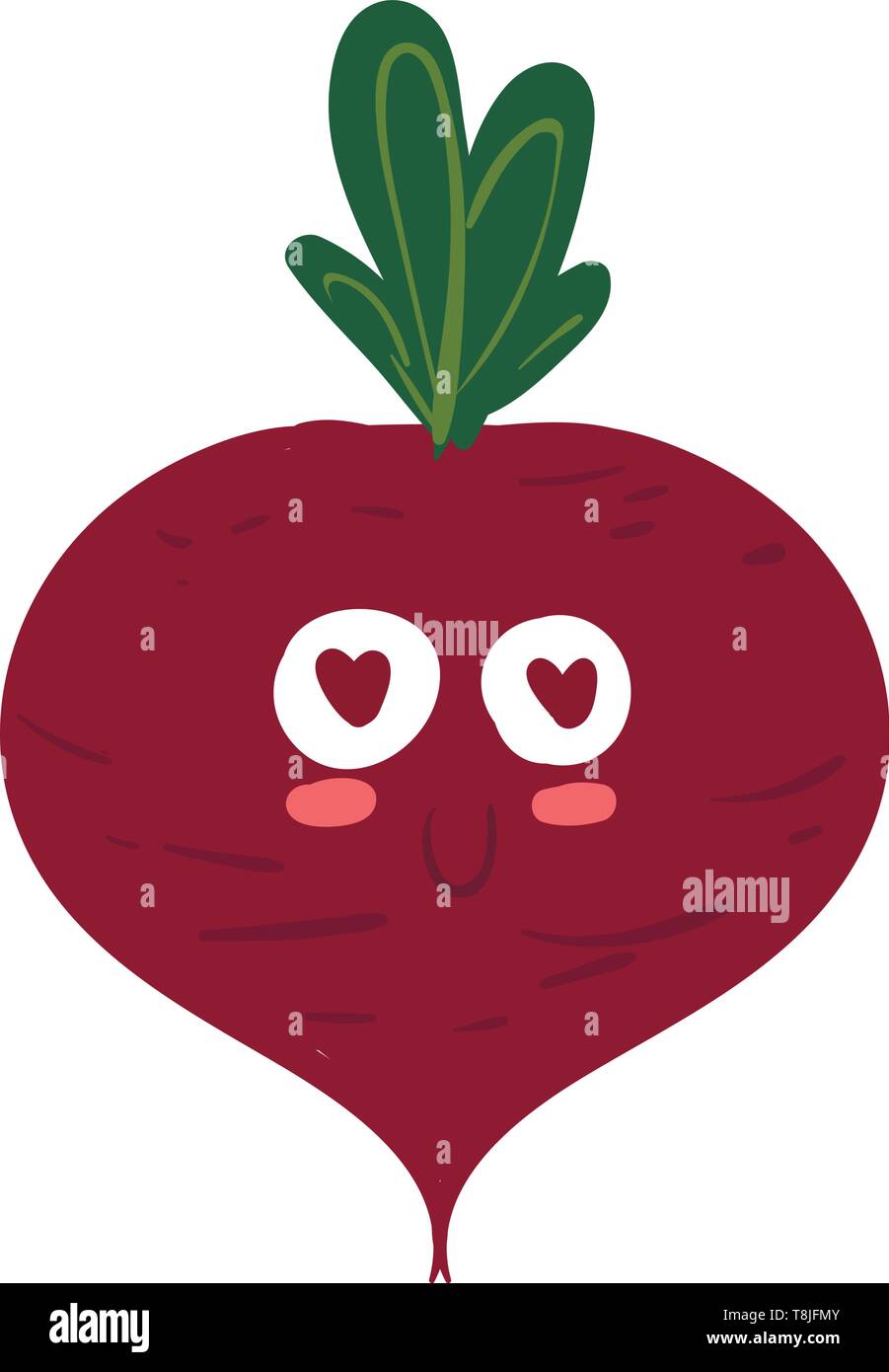 Red color beetroot with green leaves sparkling eyes, vector, color ...
