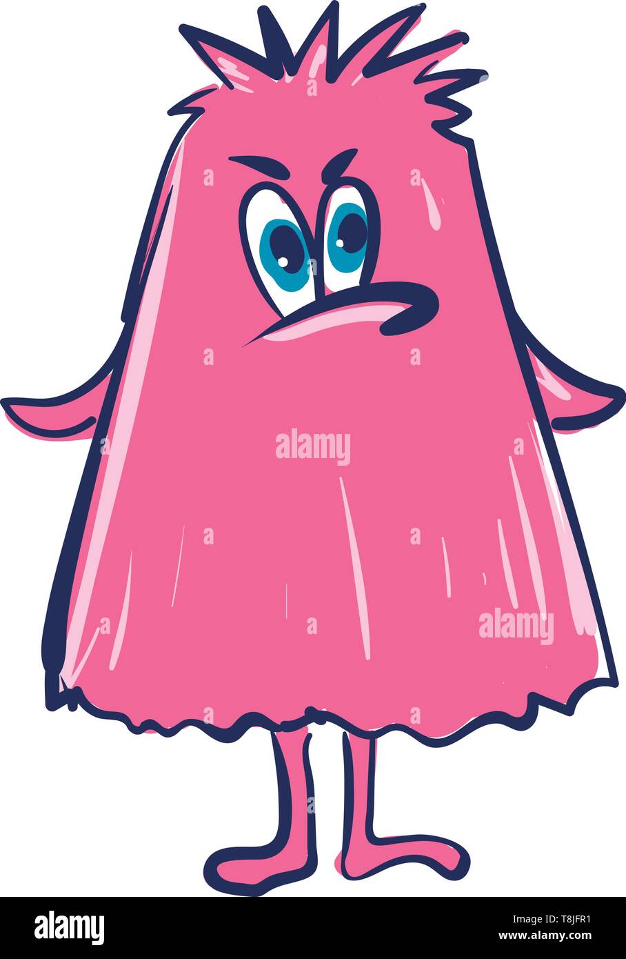 A pink rose with angry look big eyes and a frown on the face, vector ...