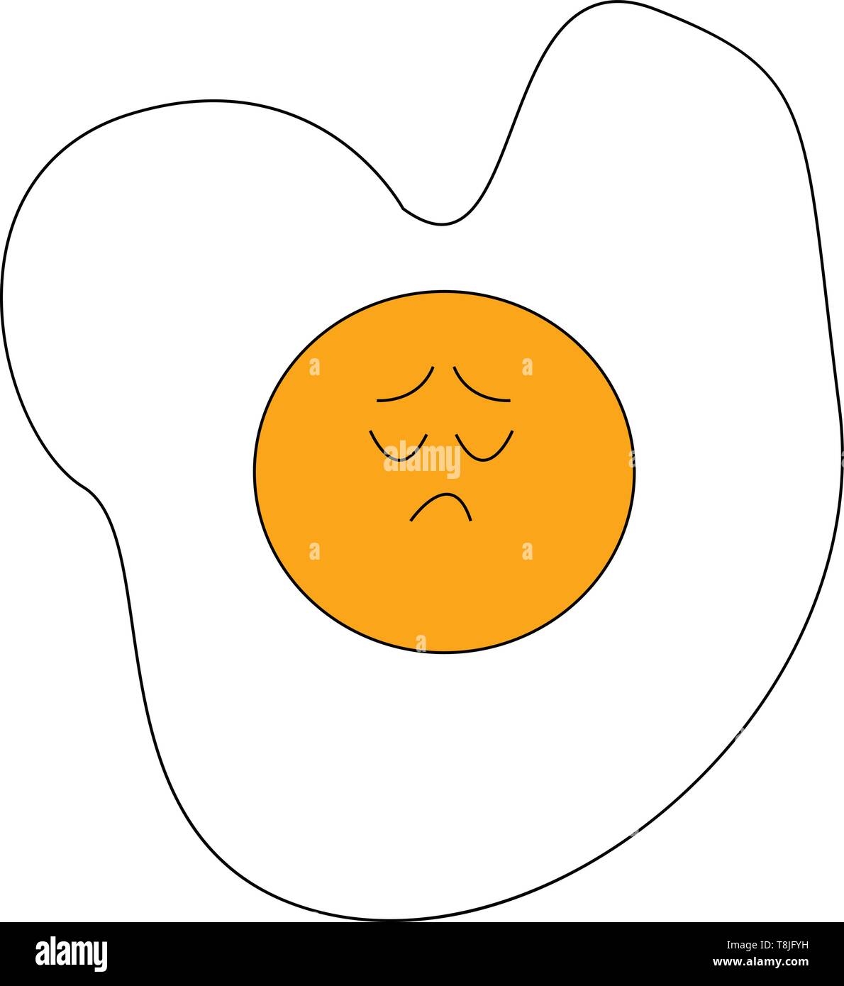 Fried egg with sad eyes and a frown on the yellow yolk, vector, color ...