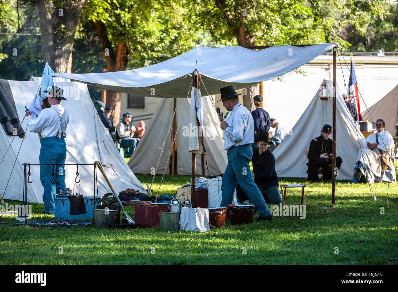 Civil War Era Union soldier reenactor at camp, Fort Stanton Live!, Fort ...