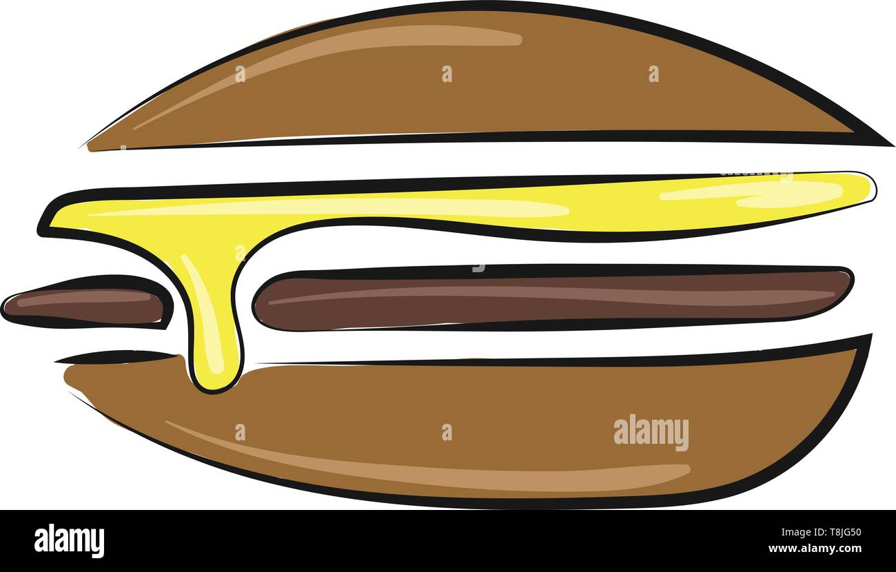 A sandwich with yellow mustard and a chicken slice in it, vector, color ...
