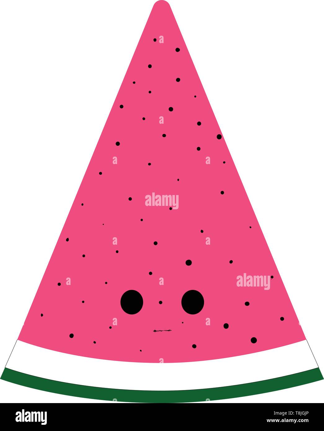 Sliced watermelon pink in color with two eyes, vector, color drawing or ...