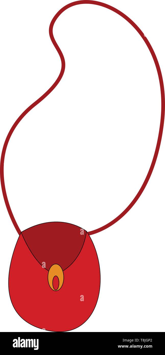 A red sling bag with an orange clasp, vector, color drawing or ...