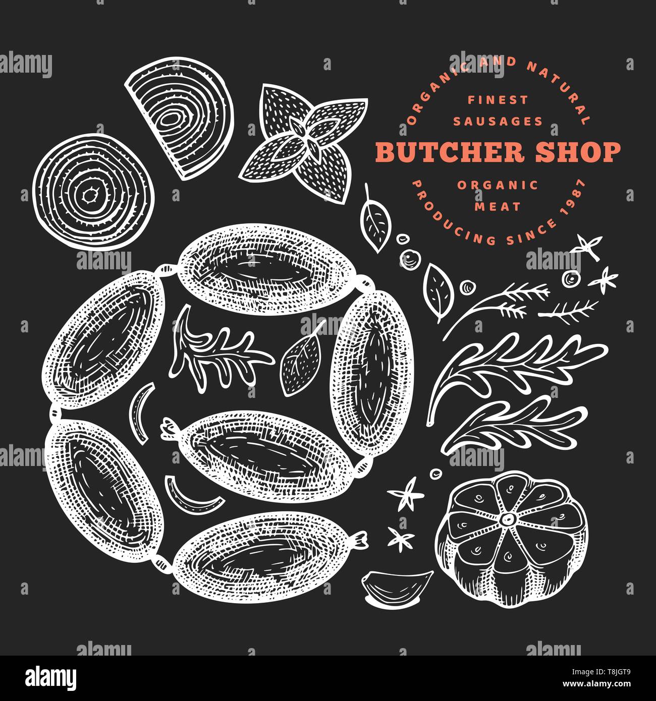 Delicious fresh salami sausages on Stock Vector Images - Alamy