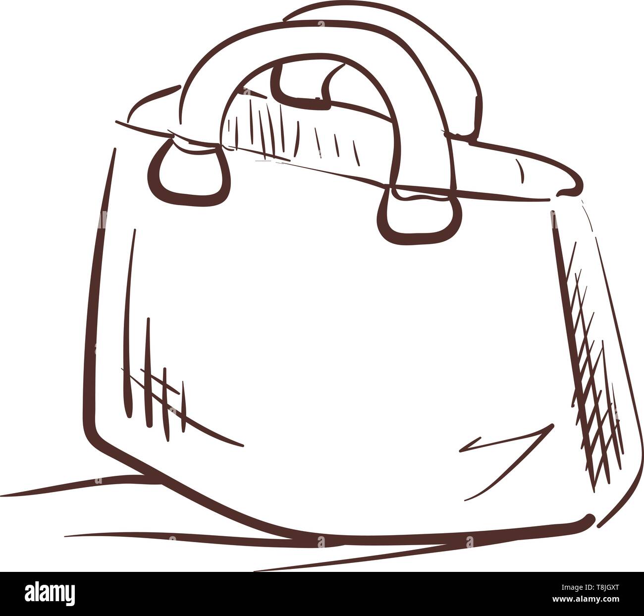 A brown sketch of a handbag, vector, color drawing or illustration ...