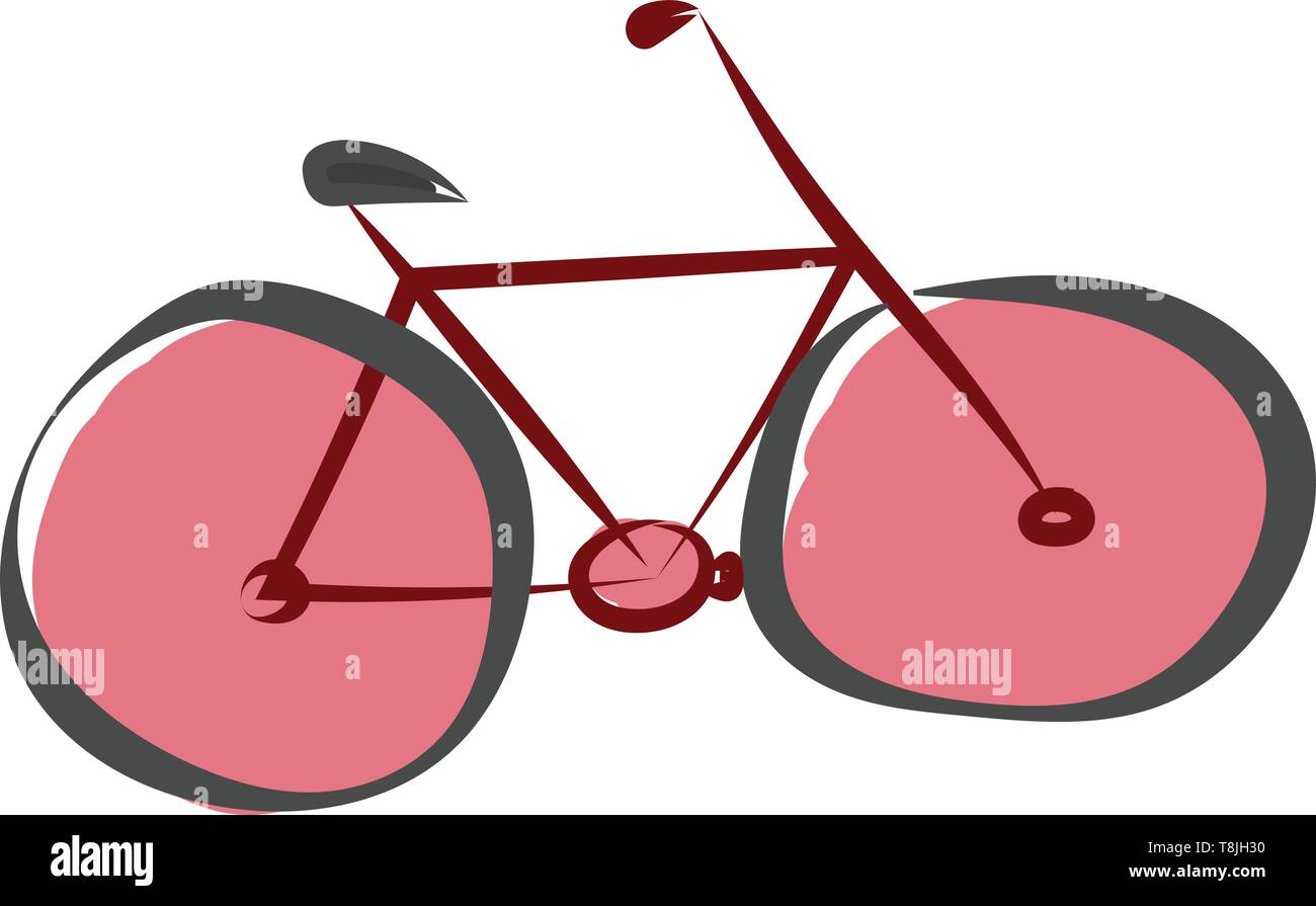 A red bicycle, with wheels, pedal, with seat, with handlebars, vector ...