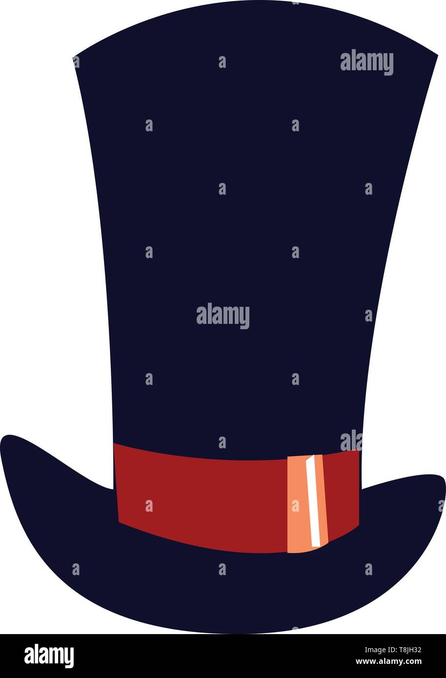 A big blue hat, with red tie, vector, color drawing or illustration ...