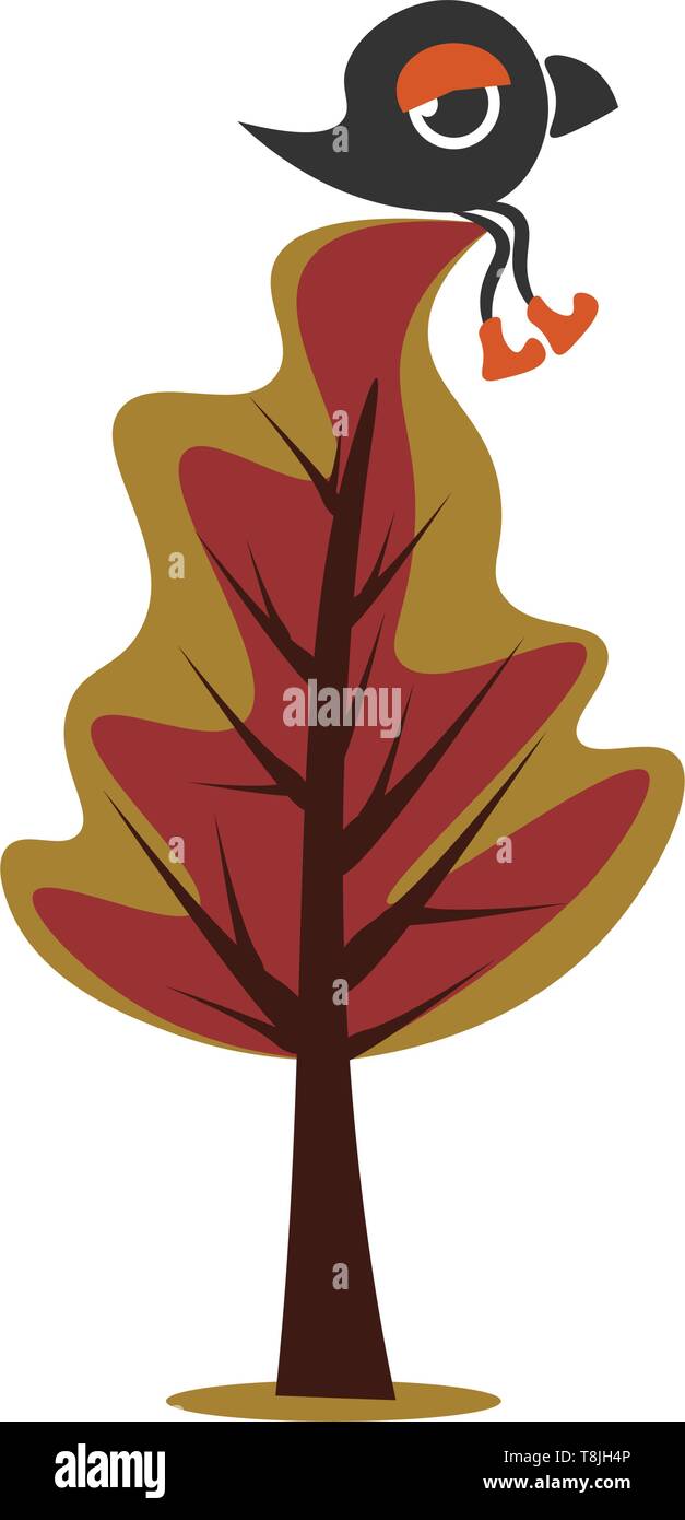 Small bird on trunk Stock Vector Images - Alamy