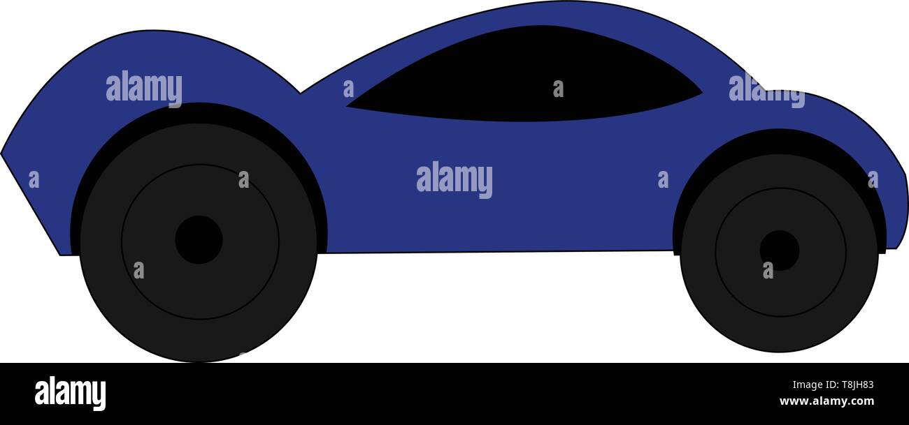 A blue car with black tires, vector, color drawing or illustration ...