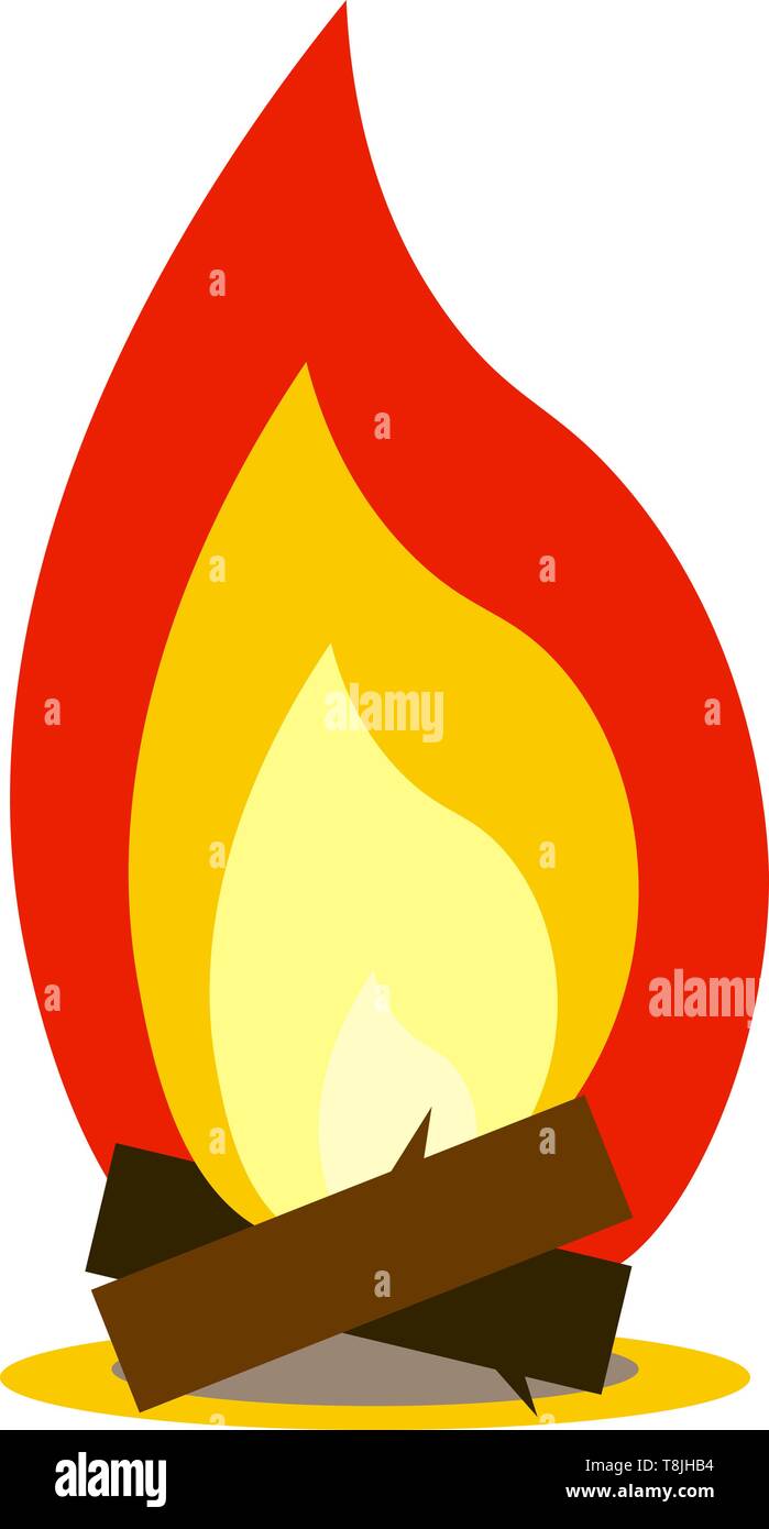 An illustration of a perfectly burning bonfire, vector, color drawing ...